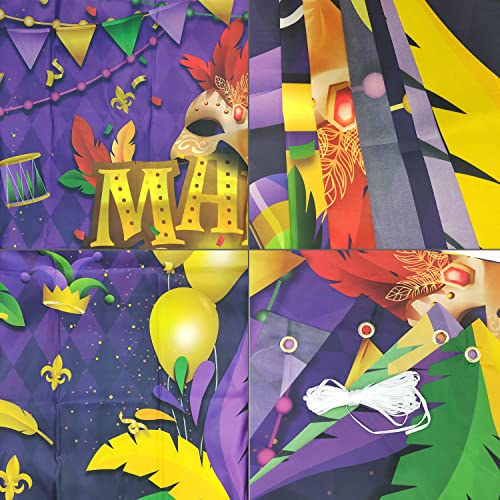 JKQ Mardi Gras Backdrop Banner 73 x 43 Inch Large Size Carnival Masquerade Background Banner Mardi Gras Party Decorations March New Orleans Fat Tuesday Masquerade Indoor Outdoor Photo Booth Props