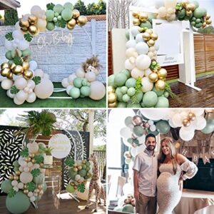 Golray 108pcs Baby Shower Boxes Decorations with Sage Green Balloon Garland Arch - 4 BABY Box Block and 30 Gold Letter, Leaf, Baby Boy Girl Gender Reveal 1st Birthday Safari Wild Party Decor Backdrop