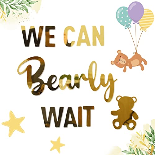 We Can Bearly Wait Teddy Bear Baby Shower Decorations, Baby Bear Sign, Baby Bear Sign,Decor for Teddy Bear Theme Girl Boy Baby Shower Birthday Party Decorations,Gender Reveal Door Hanging Photo Props