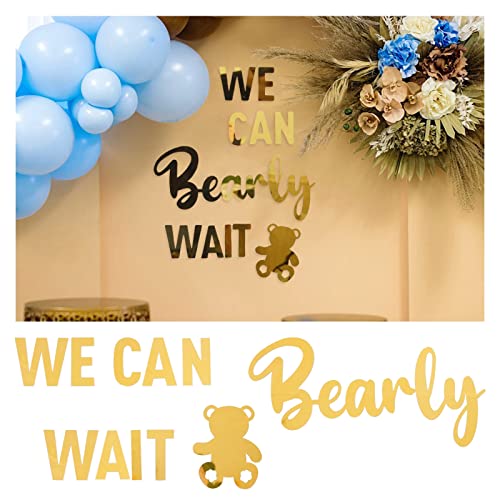 We Can Bearly Wait Teddy Bear Baby Shower Decorations, Baby Bear Sign, Baby Bear Sign,Decor for Teddy Bear Theme Girl Boy Baby Shower Birthday Party Decorations,Gender Reveal Door Hanging Photo Props