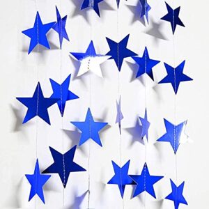 Decor365 Reflective Blue Star Garlands Streamer/Bunting/Backdrop Party Decoration Stars Hanging Decor for Frozen Birthday/Blue Silver Wedding/Engagement/Royal Baby Shower/Kids Room/Home Decorations