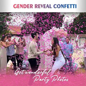 Gender Reveal Confetti Cannon Pink, WERISE Gender Reveal Smoke Bomb Only Pink with Biodegradable Confetti and Powder for Gender Reveal Party Supplies, Baby Girl Shower - 4 Pack (12 In)