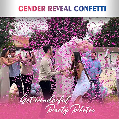 Gender Reveal Confetti Cannon Pink, WERISE Gender Reveal Smoke Bomb Only Pink with Biodegradable Confetti and Powder for Gender Reveal Party Supplies, Baby Girl Shower - 4 Pack (12 In)