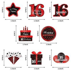 Red Black 16th Birthday Hanging Swirl Decorations for Boys Girls, 30Pcs Happy 16 Birthday Foil Swirls Party Supplies, Sixteen Year Old Bday Ceiling Hanging Sign Decor