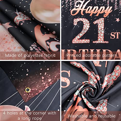 Vlipoeasn 21st Birthday Decorations for Her Rose Gold 21st Birthday Backdrop 21st Birthday Banner Happy 21st Birthday Party Supplies 21 Years Old Birthday Decoration