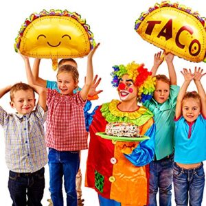 10 Pieces Taco Mylar Balloons Taco Foil Balloons Gold Taco Balloons for Birthday Wedding Baby Shower Mexican Fiesta Theme Party Decoration