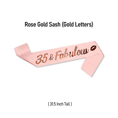 35th Birthday Party Decorations Rose Gold Supplies Big Set for Women with Happy Birthday Balloons Banner and 35 Digit Balloon for Her Including Latex and Confetti Balloons