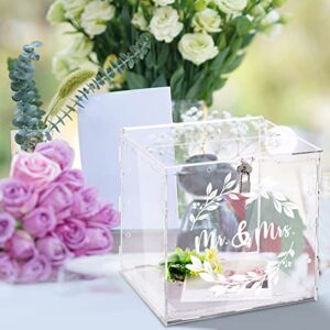 HYMENEX Wedding Card Box, Card Box for Wedding Reception, Wedding Card Box with Lock Acrylic Wedding Card Holder Decoration Gift Card Box for Wedding Anniversary Party Graduation Birthday Baby Shower