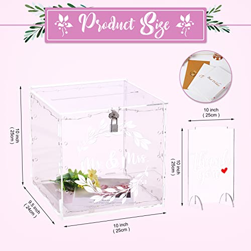 HYMENEX Wedding Card Box, Card Box for Wedding Reception, Wedding Card Box with Lock Acrylic Wedding Card Holder Decoration Gift Card Box for Wedding Anniversary Party Graduation Birthday Baby Shower