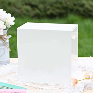 uniqooo white acrylic card box w/slot, thick diy wedding box blank no print, large 10x10x5.5 in, for reception decoration fundraiser money box election ballot graduation keepsake party favor