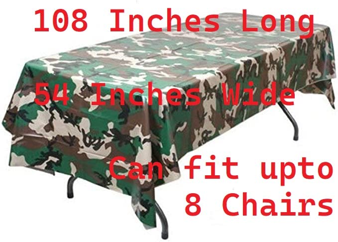 Oojami Pack of 6 Camouflage Plastic Tablecover Camo Tablecloth - 54" x 108"