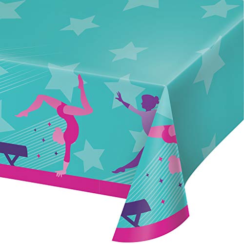 Creative Converting - 346257 Creative Converting Gymnastics Party Paper Tablecloth, 1 ct, Multi-color, 54" x 102"