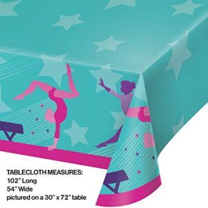 Creative Converting - 346257 Creative Converting Gymnastics Party Paper Tablecloth, 1 ct, Multi-color, 54" x 102"