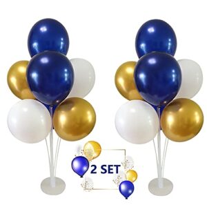 lkrzoa 2 packs balloons stand kit table decorations gold blue white balloons table centerpiece supplies for christmas new year wedding anniversary graduation birthday shower baby party