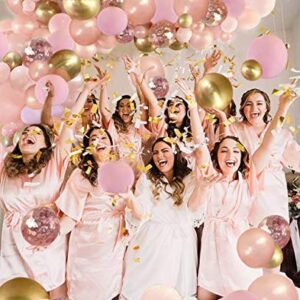 130pcs Rose Gold Balloons with Paper Tassel, Rose Gold Ballon Garland Balloons Kit, Baby Shower Birthday Graduation Anniversary Engagement Bachelorette Balloons Party Decorations for Women Girls