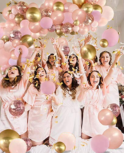 130pcs Rose Gold Balloons with Paper Tassel, Rose Gold Ballon Garland Balloons Kit, Baby Shower Birthday Graduation Anniversary Engagement Bachelorette Balloons Party Decorations for Women Girls