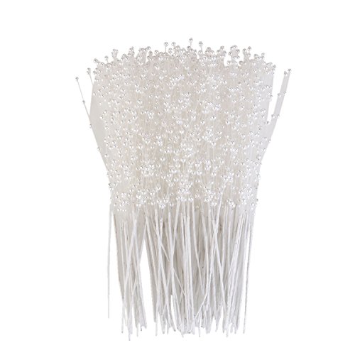 ULTNICE 100Pcs White String Pearls Sticks, Bridal Wedding Pearl Bouquet Artificial Bridal Bouquet Bulk DIY Pearl String Beaded Garland White Bridal Bouquets for Bride Party Decoration