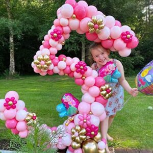 Pink Balloon Garland Arch Kit-122Pcs Hot Pink and Gold Balloons Different Sizes for Barbie Princess Themed Birthday Girl's Baby Shower Bridal Shower Wedding Valentine Party Decorations