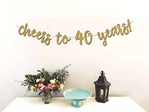 Cheers to 40 Years Banner - Premium Glitter Cardstock Paper - Larger Text for Better Visibility - Perfect Decoration for 40th Birthday Party Celebration