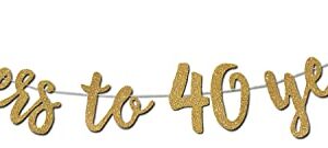 Cheers to 40 Years Banner - Premium Glitter Cardstock Paper - Larger Text for Better Visibility - Perfect Decoration for 40th Birthday Party Celebration