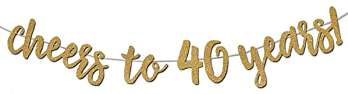 Cheers to 40 Years Banner - Premium Glitter Cardstock Paper - Larger Text for Better Visibility - Perfect Decoration for 40th Birthday Party Celebration