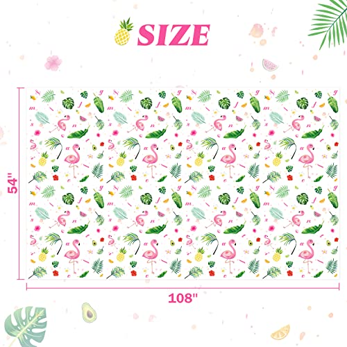 WERNNSAI Flamingo Tablecloth - 108''x 54'' Tropical Luau Party Disposable Plastic Table Cover Pineapple Party Supplies for Kid Girl Picnic Birthday Party Decoration