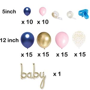 HEETON Blush Navy Gender Reveal Party Supplies Blue and Pink Girl or Boy Gender Reveal Baby Shower Balloons Party Baby Shower Decorations for Girl Boy Gender Reveal