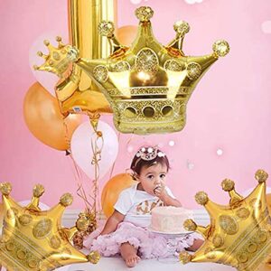 4PCS Crown Balloons Foil Crown Balloon for Birthday Wedding Party Baby Shower Decorations 2 Giant and 2 Medium Size