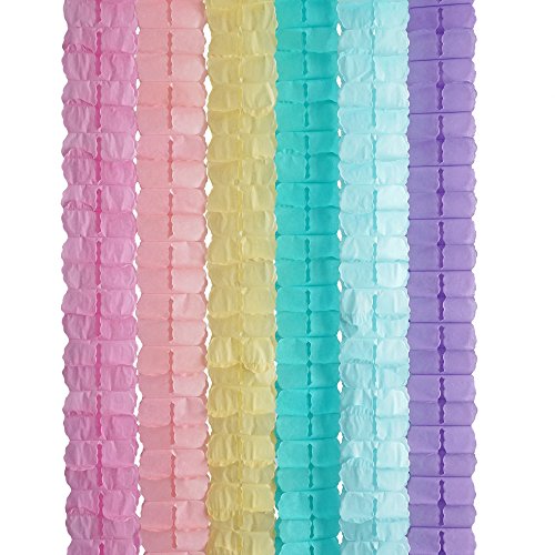 3D Four Leaf Flower Tissue Paper Hanging Streamers for All Party Events, Photo Garland Backdrop, 12-Pack (Unicorn Pastel)