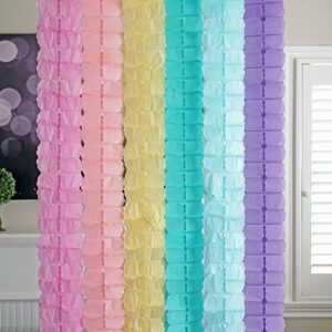 3D Four Leaf Flower Tissue Paper Hanging Streamers for All Party Events, Photo Garland Backdrop, 12-Pack (Unicorn Pastel)