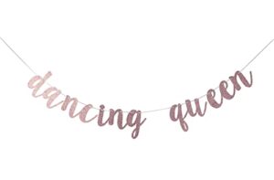 swdthnh dancing queen banner – yas kween bunting sign – lady club decor – women empowerment – birthday bachelorette bridal shower engagement party decors, rose gold glitter