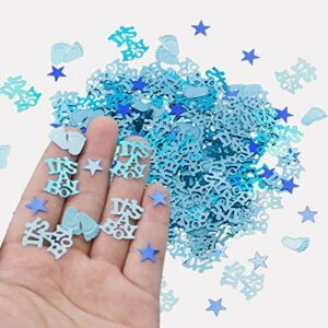 It's a Boy Table Sequins Blue Baby Footprint Star Table Confetti for Baby Shower Decorations Baby Birthday Party Supplies( 1.6 oz/45 g )