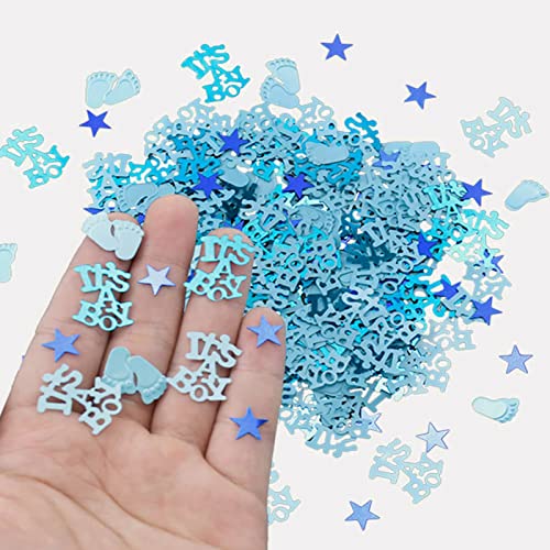 It's a Boy Table Sequins Blue Baby Footprint Star Table Confetti for Baby Shower Decorations Baby Birthday Party Supplies( 1.6 oz/45 g )