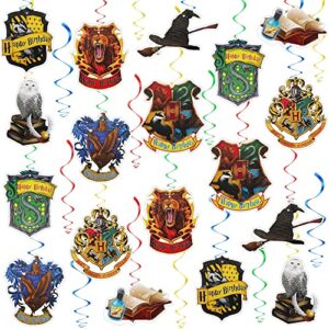 birthday party supplies set magical party swirl decorations with 36 pcs wizard happy birthday banners and 36 pcs hanging swirls (total 72pcs)