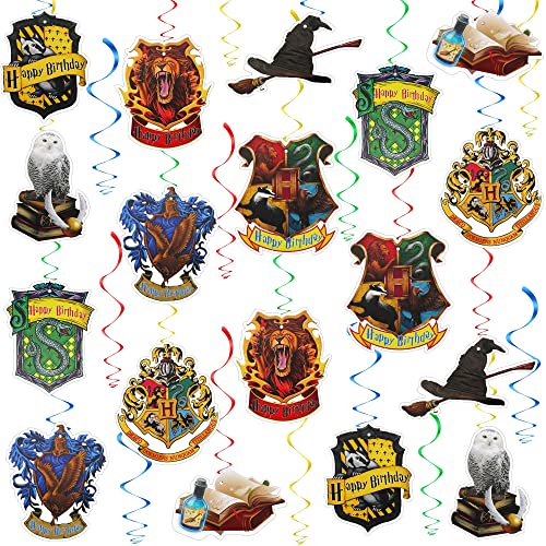 Birthday Party Supplies Set Magical Party Swirl Decorations with 36 PCS Wizard Happy Birthday Banners and 36 PCS Hanging Swirls (Total 72pcs)