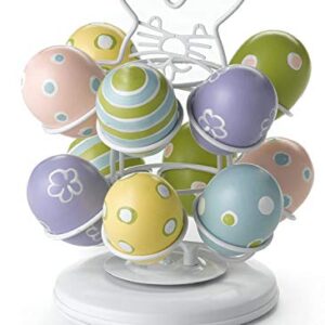 Nifty Easter Egg Carousel - White Powder Coat Finish, Spins 360-Degrees, Kitchen Centerpiece Display Stand, Decorative Egg Holder, Lazy Susan Platform