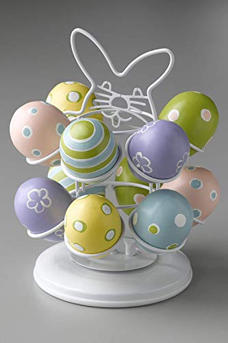 Nifty Easter Egg Carousel - White Powder Coat Finish, Spins 360-Degrees, Kitchen Centerpiece Display Stand, Decorative Egg Holder, Lazy Susan Platform