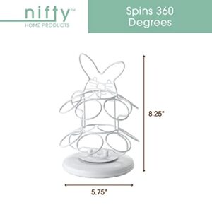 Nifty Easter Egg Carousel - White Powder Coat Finish, Spins 360-Degrees, Kitchen Centerpiece Display Stand, Decorative Egg Holder, Lazy Susan Platform