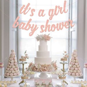 Baby Shower Decorations for Girl - Rose Gold It’s a Girl , Baby Shower Banner and Gifts Banner for Baby Girl Shower Party Kit Supplies Decorations decor