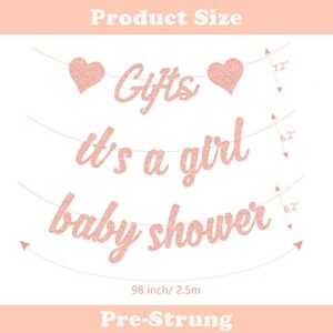 Baby Shower Decorations for Girl - Rose Gold It’s a Girl , Baby Shower Banner and Gifts Banner for Baby Girl Shower Party Kit Supplies Decorations decor