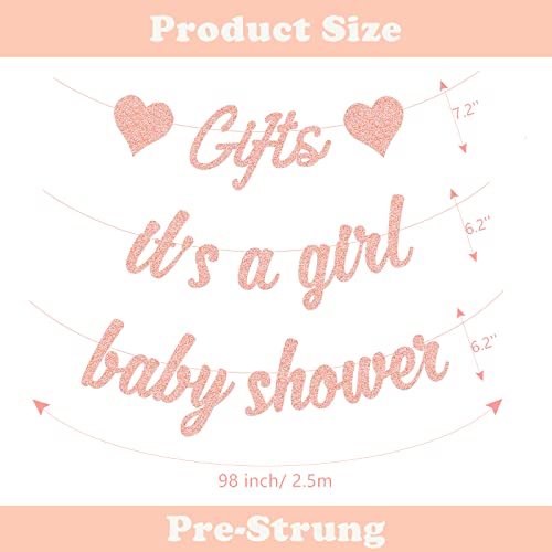 Baby Shower Decorations for Girl - Rose Gold It’s a Girl , Baby Shower Banner and Gifts Banner for Baby Girl Shower Party Kit Supplies Decorations decor