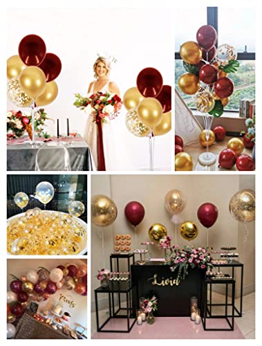 Burgundy Balloons Maroon Gold Graduation Decorations 2023/Burgundy Gold Birthday Party Decorations Women/Fall Balloons Fall Bridal Shower Decorations/Fall Party/Wedding