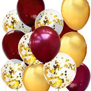 Burgundy Balloons Maroon Gold Graduation Decorations 2023/Burgundy Gold Birthday Party Decorations Women/Fall Balloons Fall Bridal Shower Decorations/Fall Party/Wedding