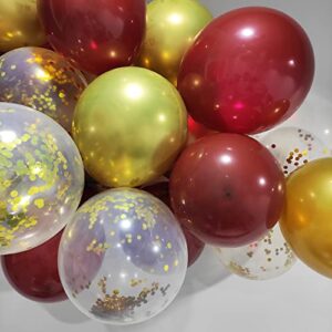 Burgundy Balloons Maroon Gold Graduation Decorations 2023/Burgundy Gold Birthday Party Decorations Women/Fall Balloons Fall Bridal Shower Decorations/Fall Party/Wedding