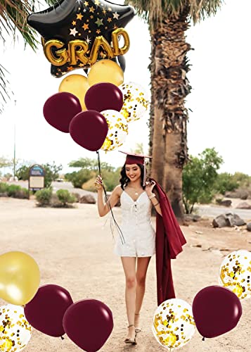 Burgundy Balloons Maroon Gold Graduation Decorations 2023/Burgundy Gold Birthday Party Decorations Women/Fall Balloons Fall Bridal Shower Decorations/Fall Party/Wedding