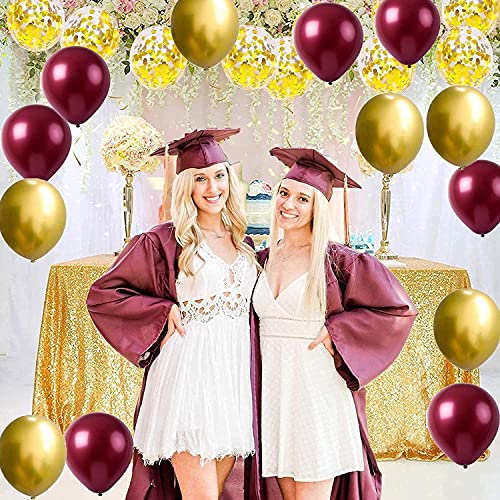 Burgundy Balloons Maroon Gold Graduation Decorations 2023/Burgundy Gold Birthday Party Decorations Women/Fall Balloons Fall Bridal Shower Decorations/Fall Party/Wedding