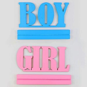 LEZIEBIRE Gender Reveal Table Decorations 2 Pieces Wooden Baby Girl Boy Table Signs Wooden Letter Blocks Blue Pink Table Centerpieces for Baby Shower Decor Gender Reveal Party Supplies