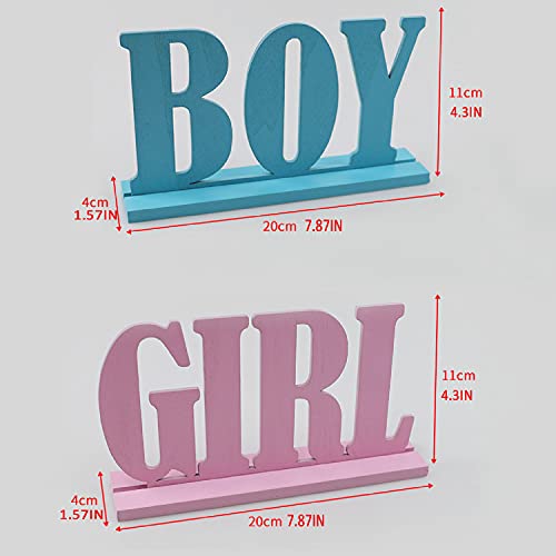 LEZIEBIRE Gender Reveal Table Decorations 2 Pieces Wooden Baby Girl Boy Table Signs Wooden Letter Blocks Blue Pink Table Centerpieces for Baby Shower Decor Gender Reveal Party Supplies