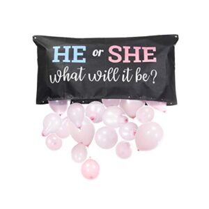 pop fizz designs | gender reveal balloon drop bag | he or she, what will it be?