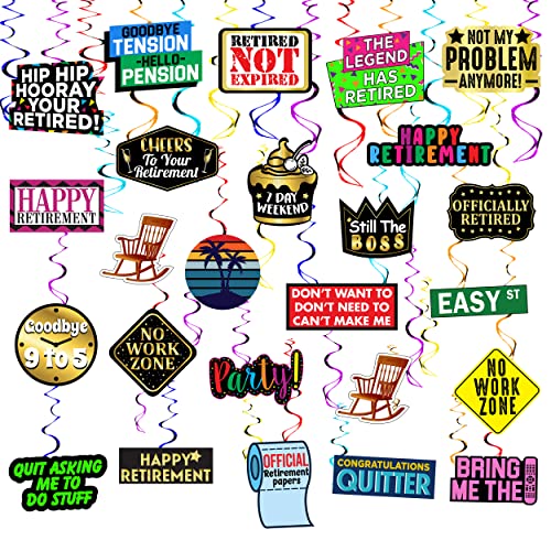 25 Piece Retirement Party Hanging Swirls Decorations, Hilarious Happy Retirement Party Supplies and Gifts